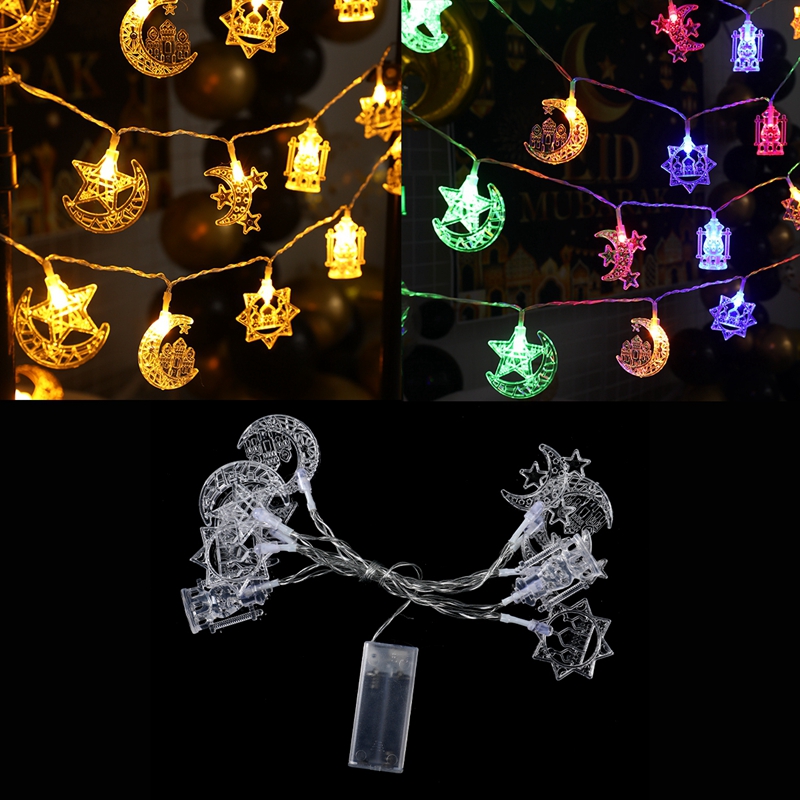 1.5M 10LED Ramadan String Lights Warm White Moon Star Castle Lantern ...