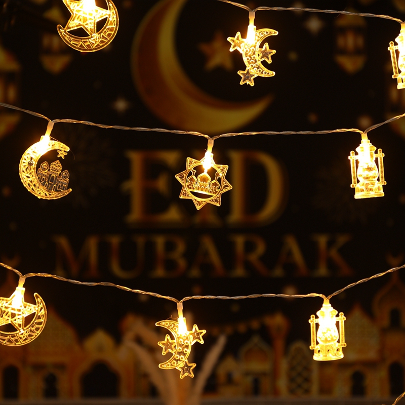 1.5M 10LED Ramadan String Lights Warm White Moon Star Castle Lantern ...