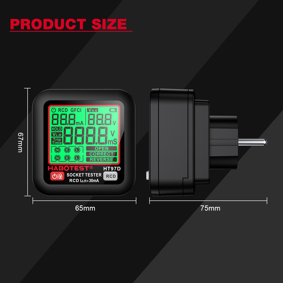 HABOTEST HT97B/D/E Socket Tester Leakage Voltage Test AC 30-260V RCD ...