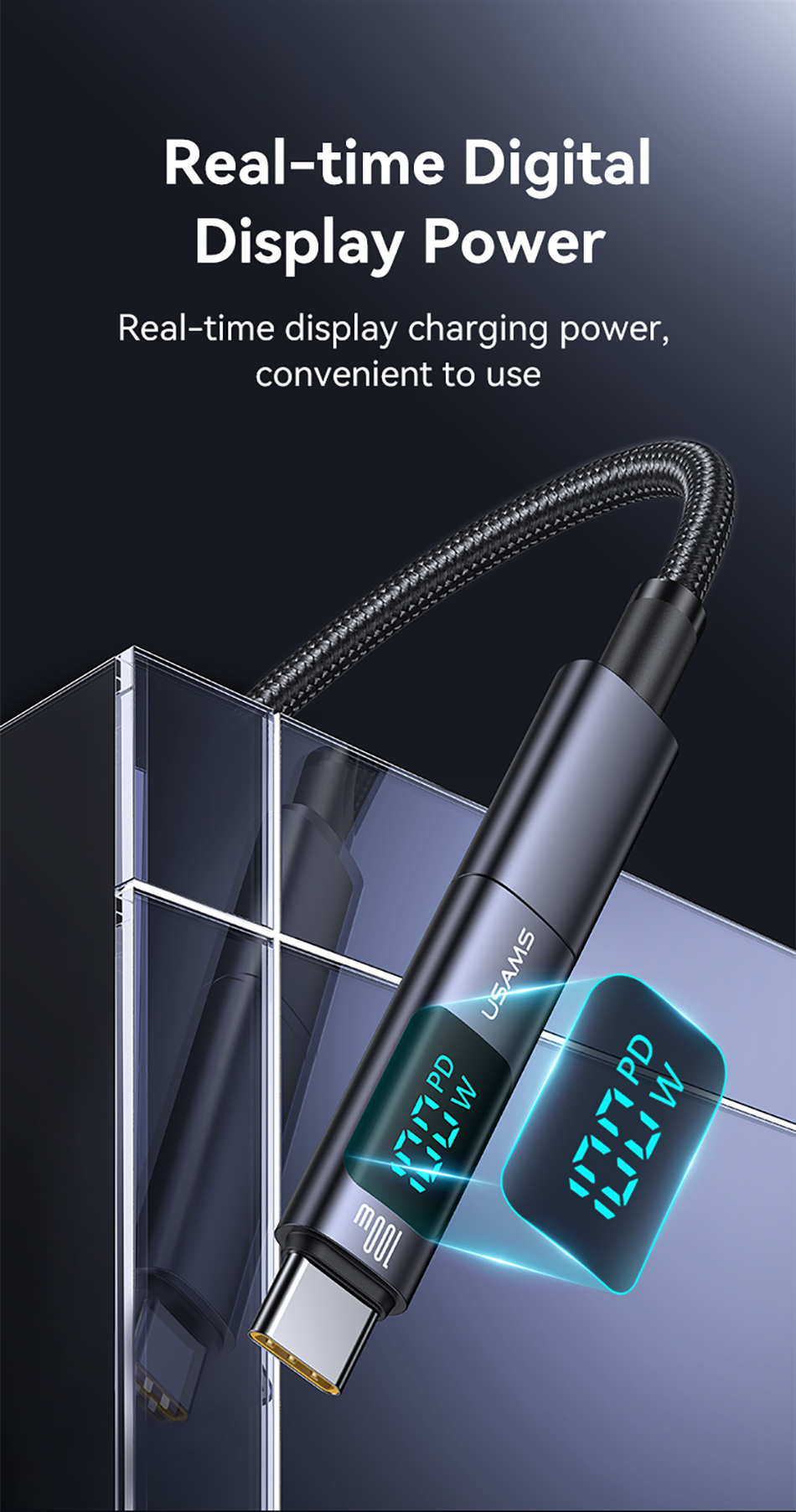 USAMS Digital Display Type C IP 2.0 USB C Adapter (100W) | Shopee Malaysia