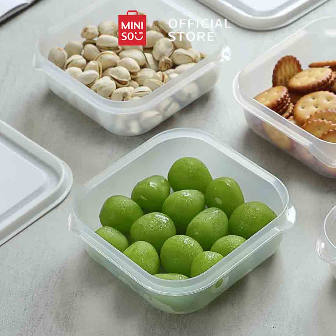 Miniso X Color Crisper Square 4Pcs/180Ml Food Container Kitchen/Square Storage Box 3PCS/400mL ...