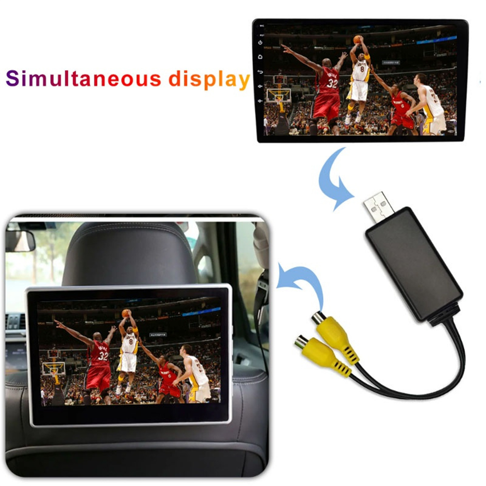 USB To RCA Video Out Adapter Connect Headrest Monitor for Car Radio ...