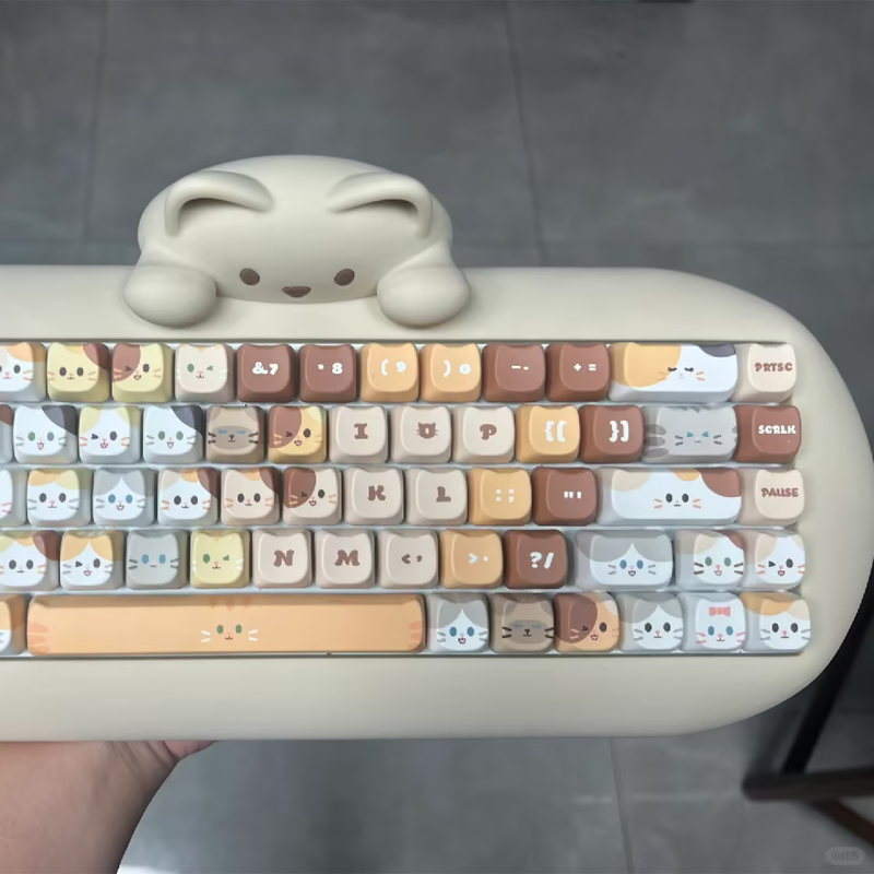Cat Head Theme Keycaps MAO Profile Five Sides Sublimation Side Engraved ...