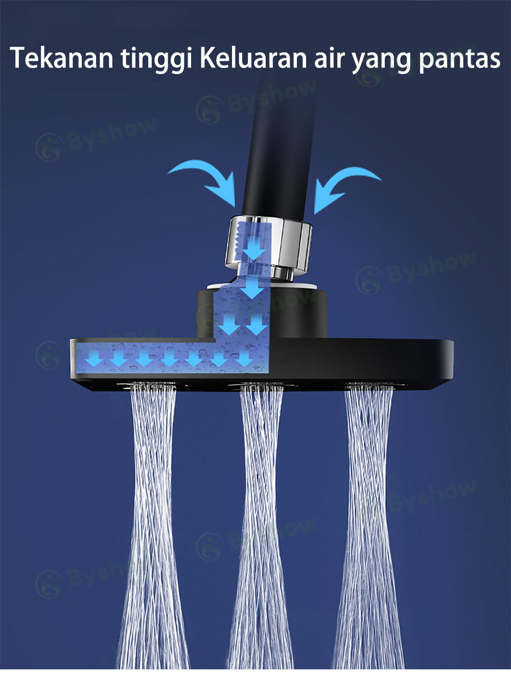 【Byshow】High Pressure Showerhead Rainshower Head Magic Water Flow Rainfall Shower Head Water ...