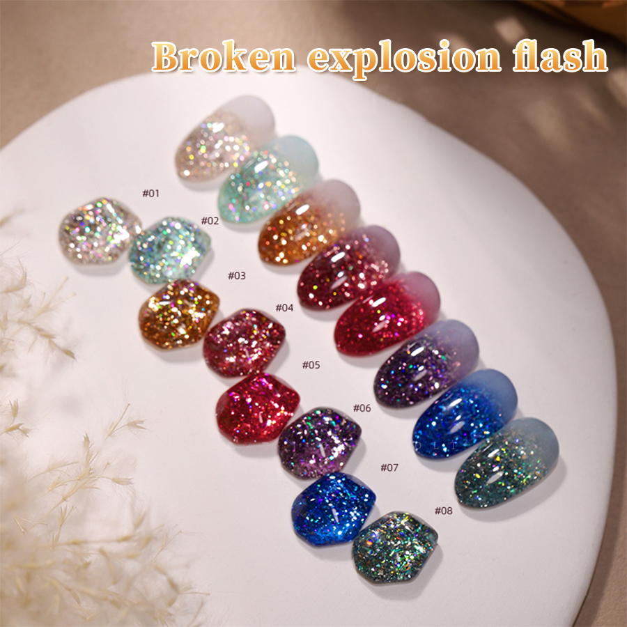 XEIJAYI 1pc 15ml Broken Explosion Flash Nail Gel Glam Up Your Nails ...