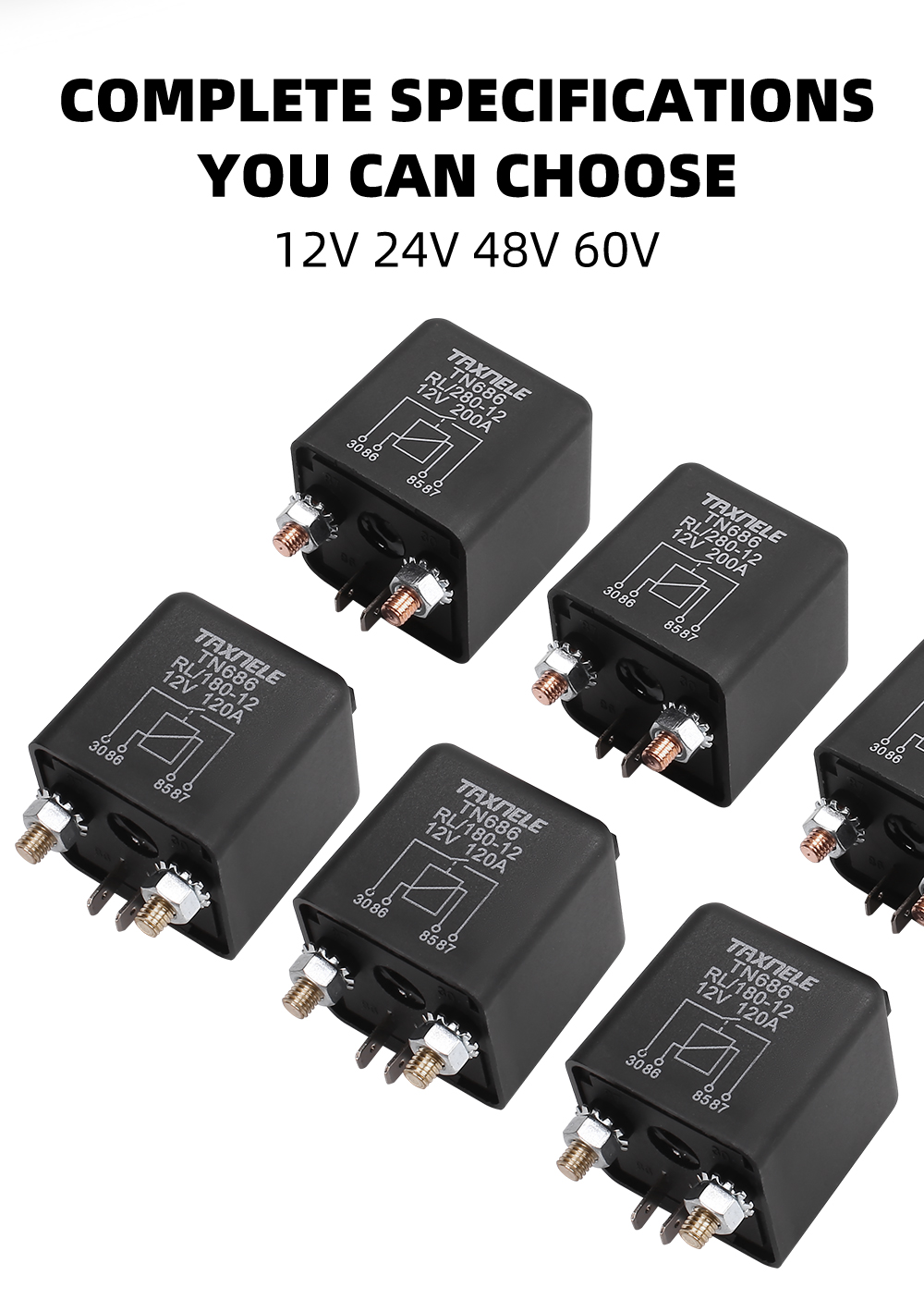 High Current Relay Starting relay 200A 100A 12V/24V Power Automotive ...