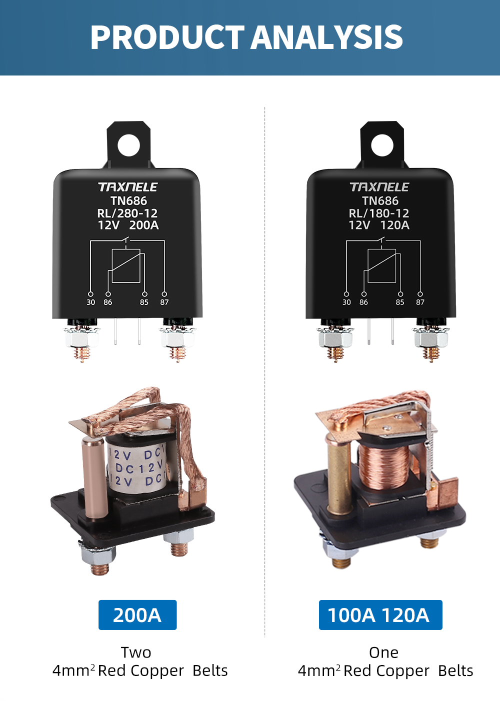 High Current Relay Starting relay 200A 100A 12V/24V Power Automotive ...