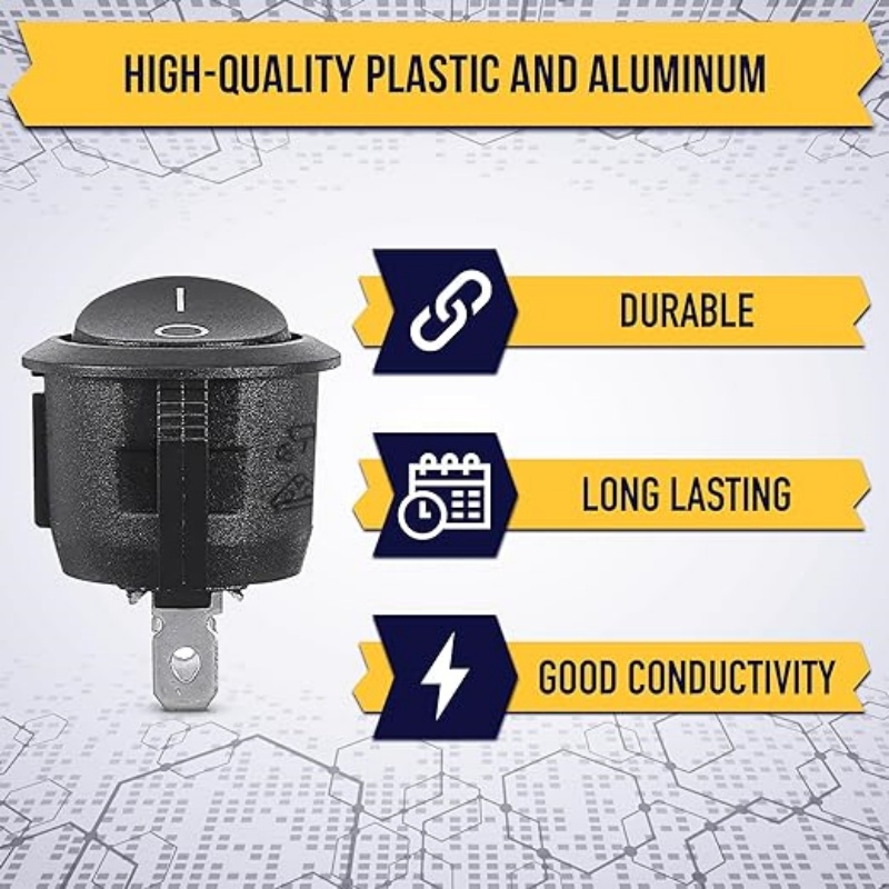 10 Pcs Round Snap Boat Rocker Switch AC 6A/250V 10A/125V 2 Solder Pads ...