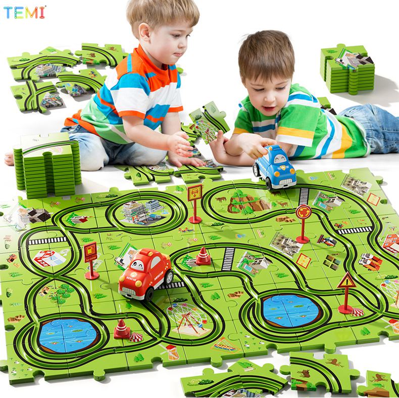 TEMI Track Car Toys Vehicle Puzzle Track Playset Fun Race Car Toys ...