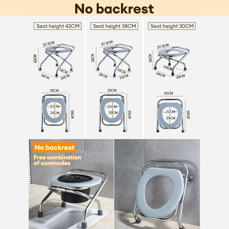 Kerusi Tandas Lipat Stainless Steel Folding Toilet Chair Mobile Commode ...