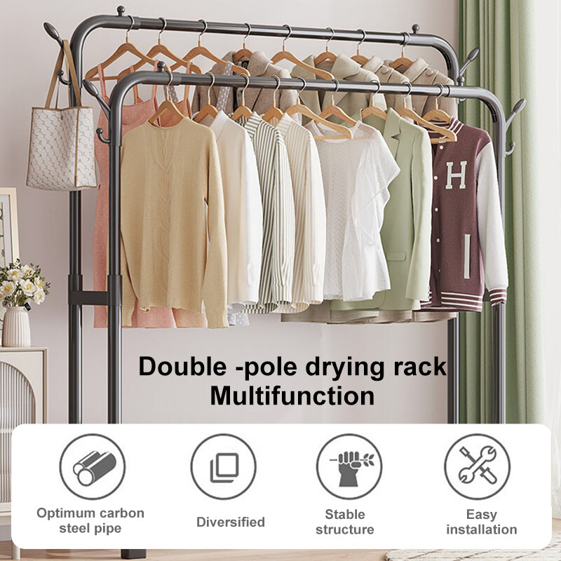 Single / Double Pole Clothes Rack Strong Powder Coated Drying Rack ...