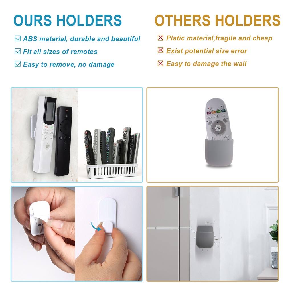 1 pc of 2-in-1 multi-function storage hook remote control hook no need ...