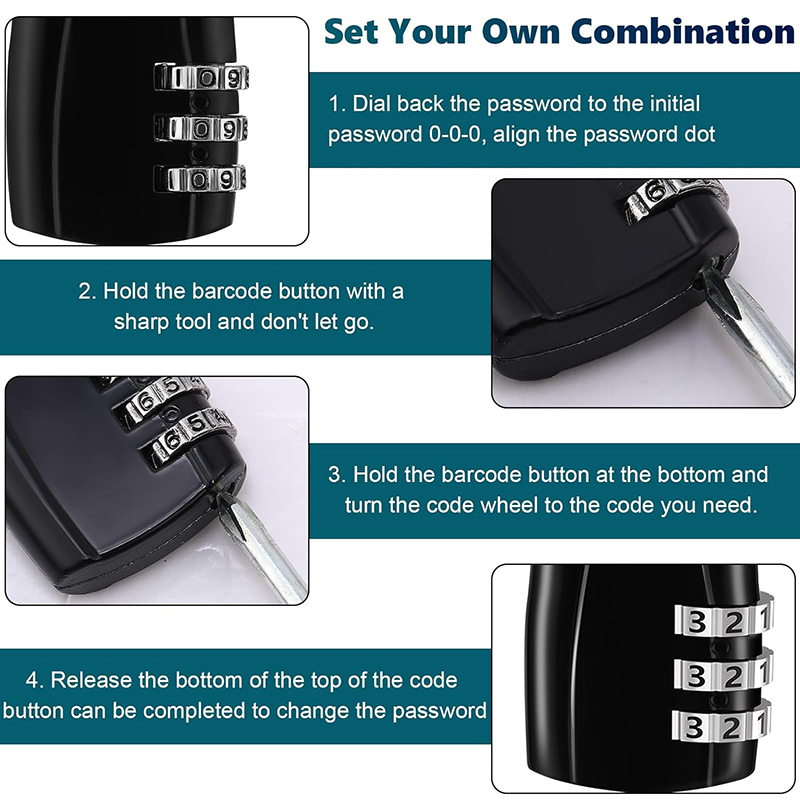 KIPRUN 3 Digit Combination Lock, Luggage Locks, Resettable 3 Digit ...