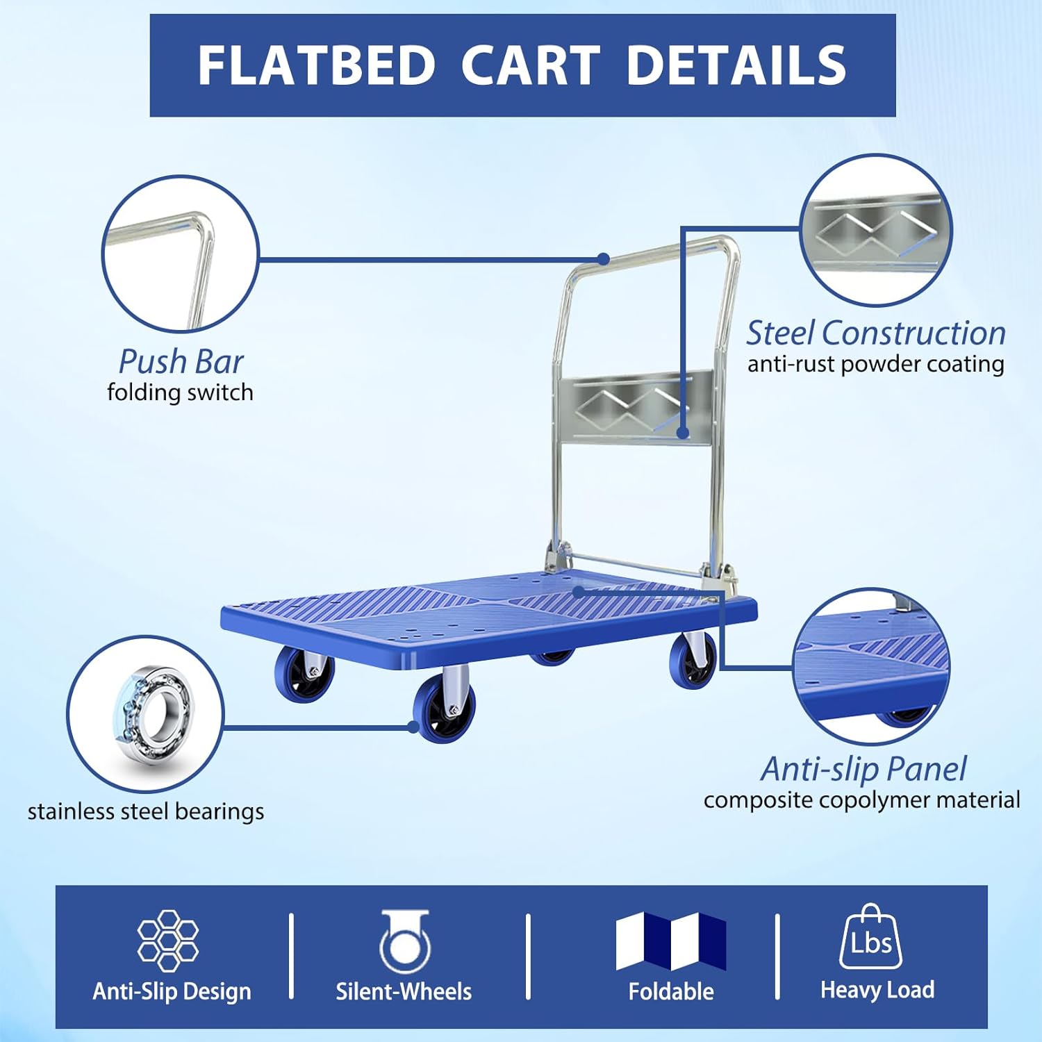 Trolley Heavy Duty Troli Barang Foldable Hand Truck 1000KG Cart Folding Trolley 手推車 Handtruck ...