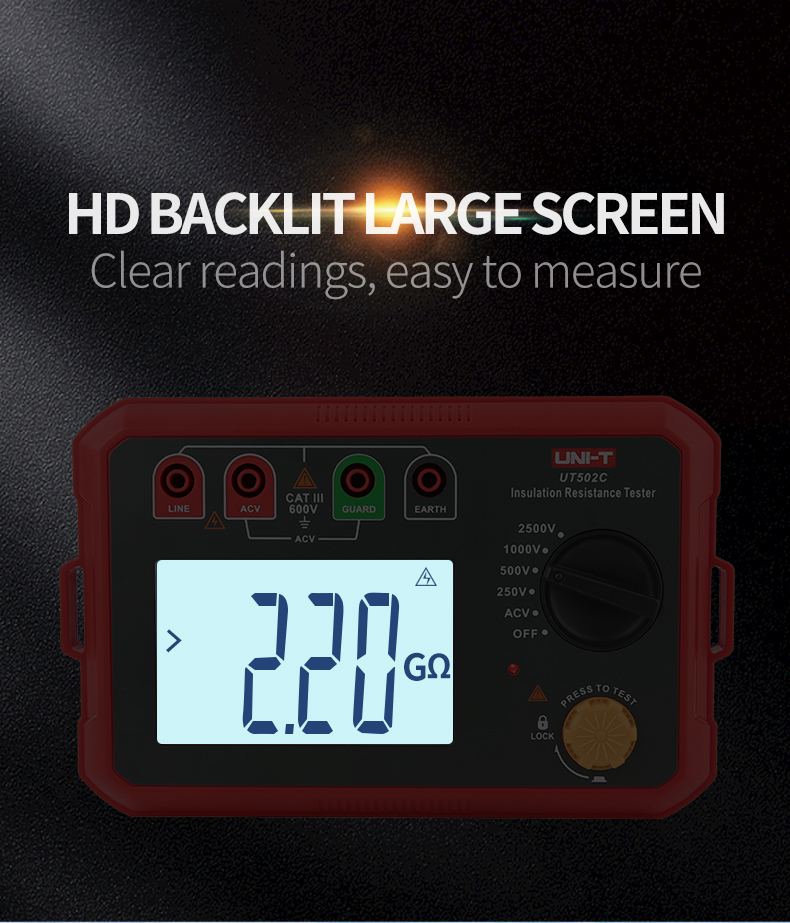 (New Model) UNI-T UT501C 502C digital insulation tester 1000V Megger ...