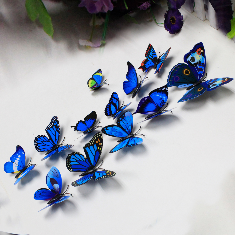 One Set 12 Pcs 3D Butterflies Room Wall Art Home Diy Decoration ...