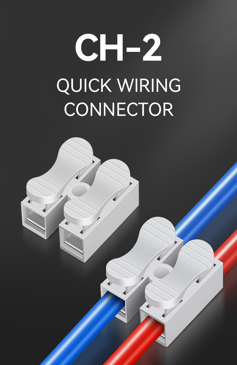 46~52pcs 220V CH-2 Wire Cable Connectors 2 IN 2 OUT Convenient Press 0. ...