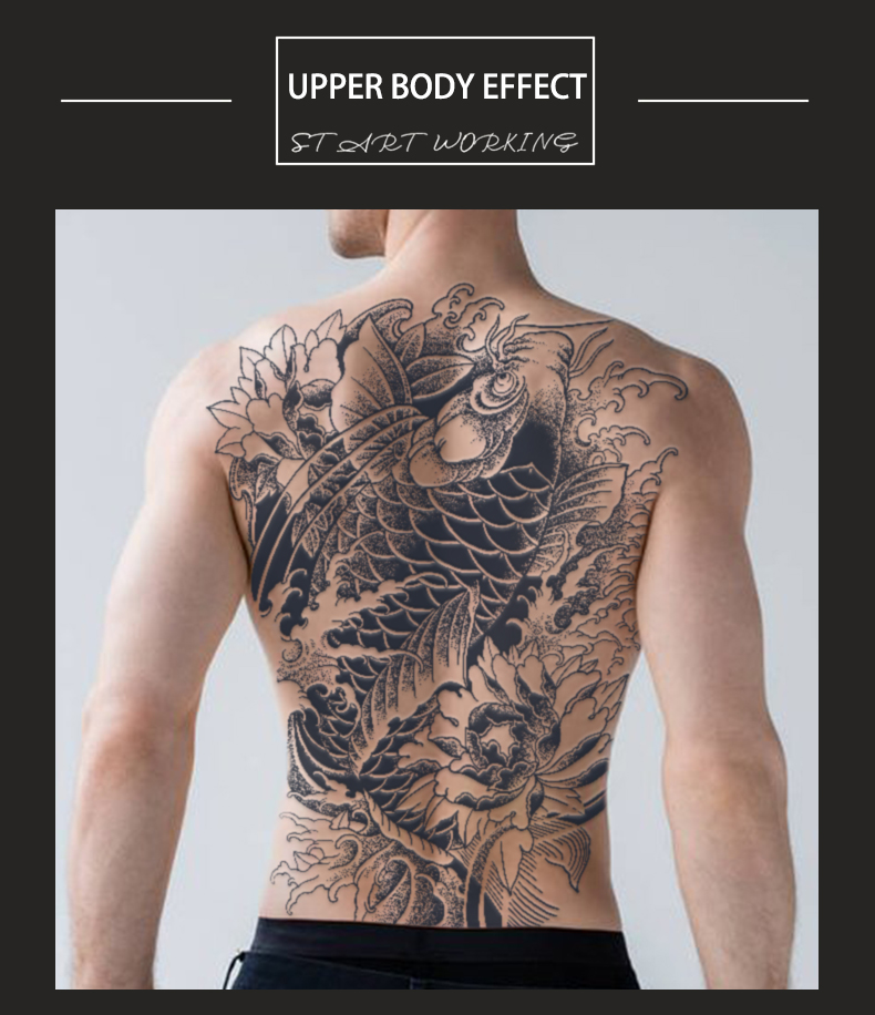 Japanese Koi Tattoo Sticker Waterproof Fake Body Art For Men Women ...