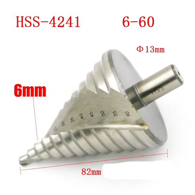 6-60mm Hss Step Cone Drill Bit Hole Cutter Set 12 Steps Metric Step ...