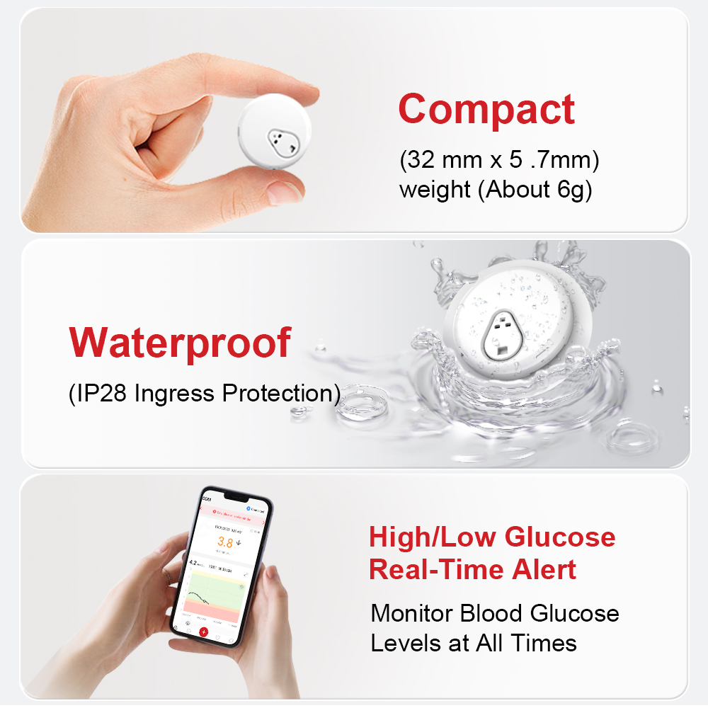 2 Pieces Sinocare iCan CGM Continuous Glucose Monitoring System No Sanning Dynamic Glucometer ...