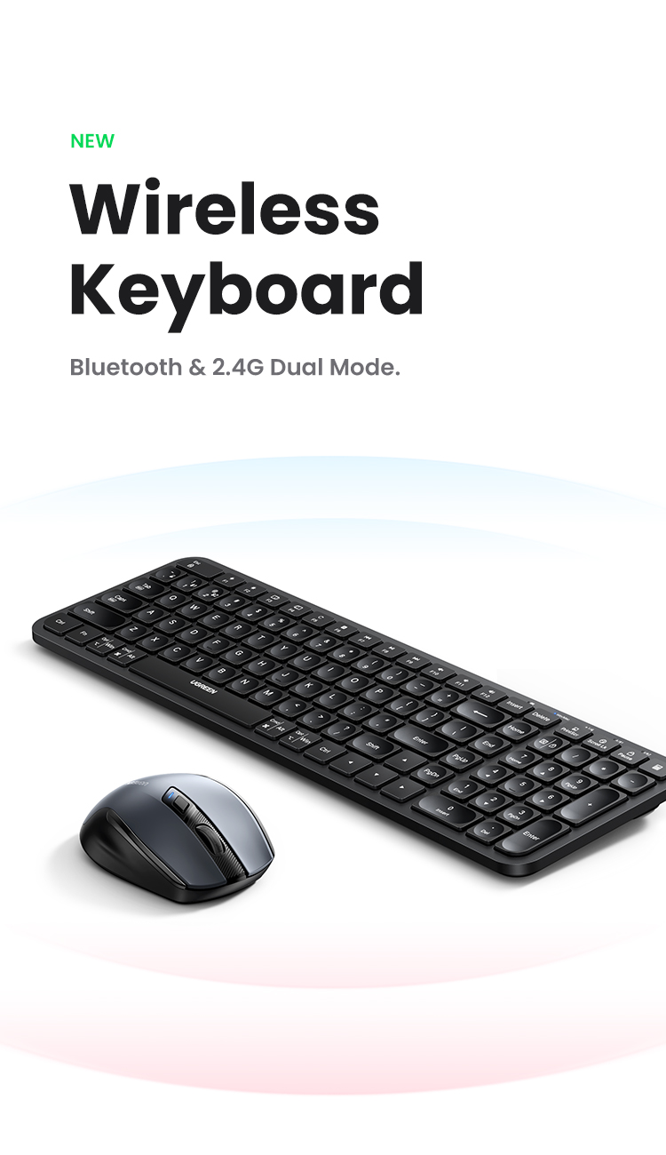 UGREEN Keyboard Wireless Bluetooth & 2.4GHz English Keycaps for Laptop ...