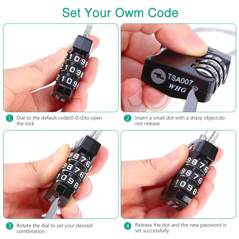 KIPRUN Luggage Lock Cable Travel Lock, TSA Approved Cable Travel ...