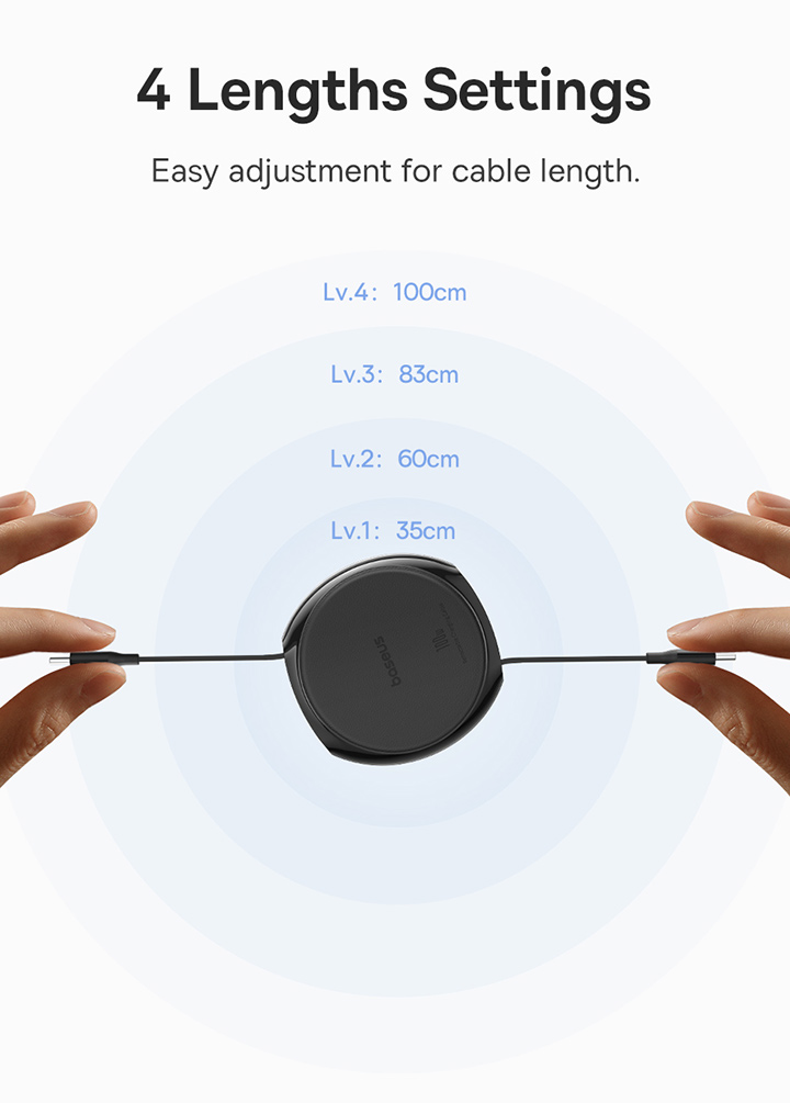 Baseus PD100W Retractable USB C Cable Fast Charger Cable for i 15 Plus Charger Data Wire ...