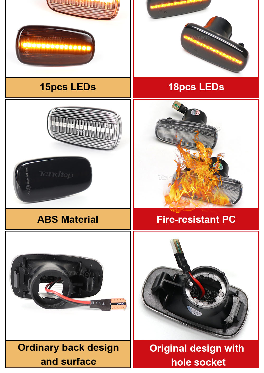 2Pcs side marker light Dynamic Side Turn Lamp fit Toyota Altezza Wish ...