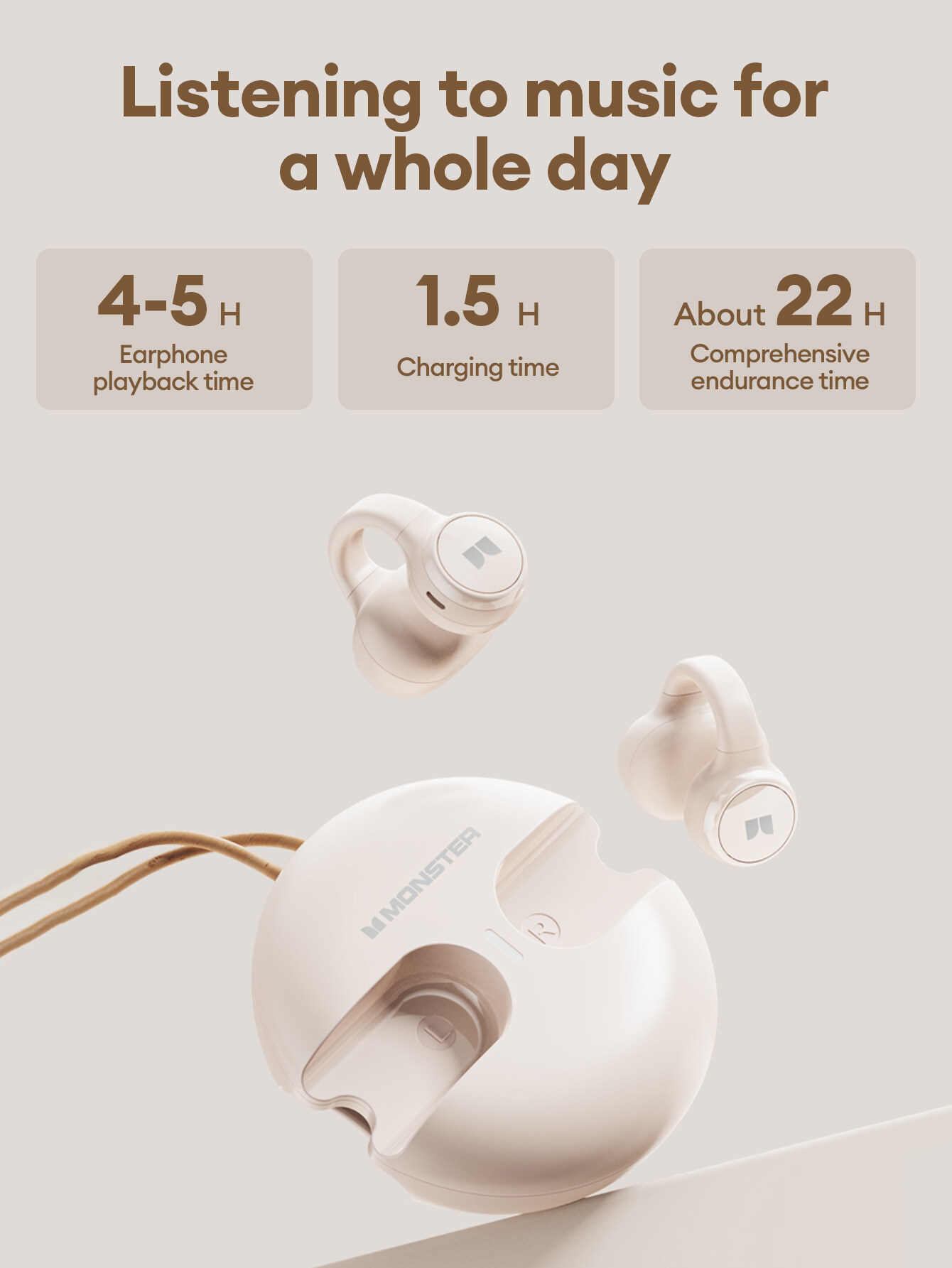 Monster XKT21 True Wireless Bluetooth Earphone Ear-Clip Surround Stereo ...