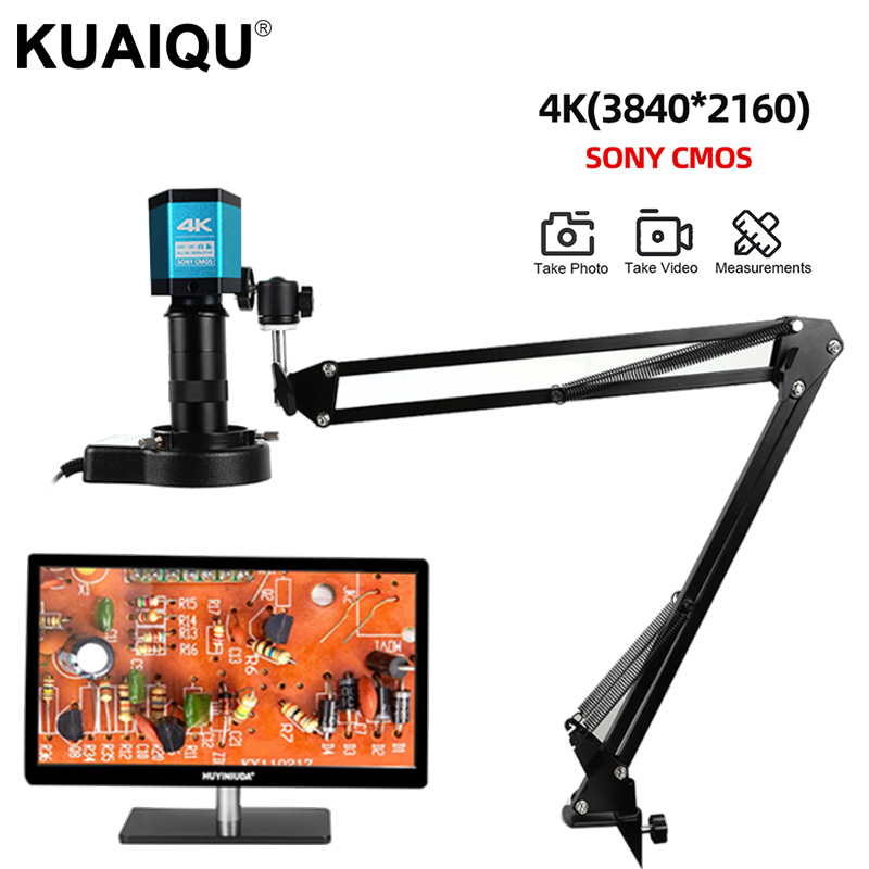 48MP 4K 1080P HDMI USB Industrial Video Microscope Camera 150X Zoom ...