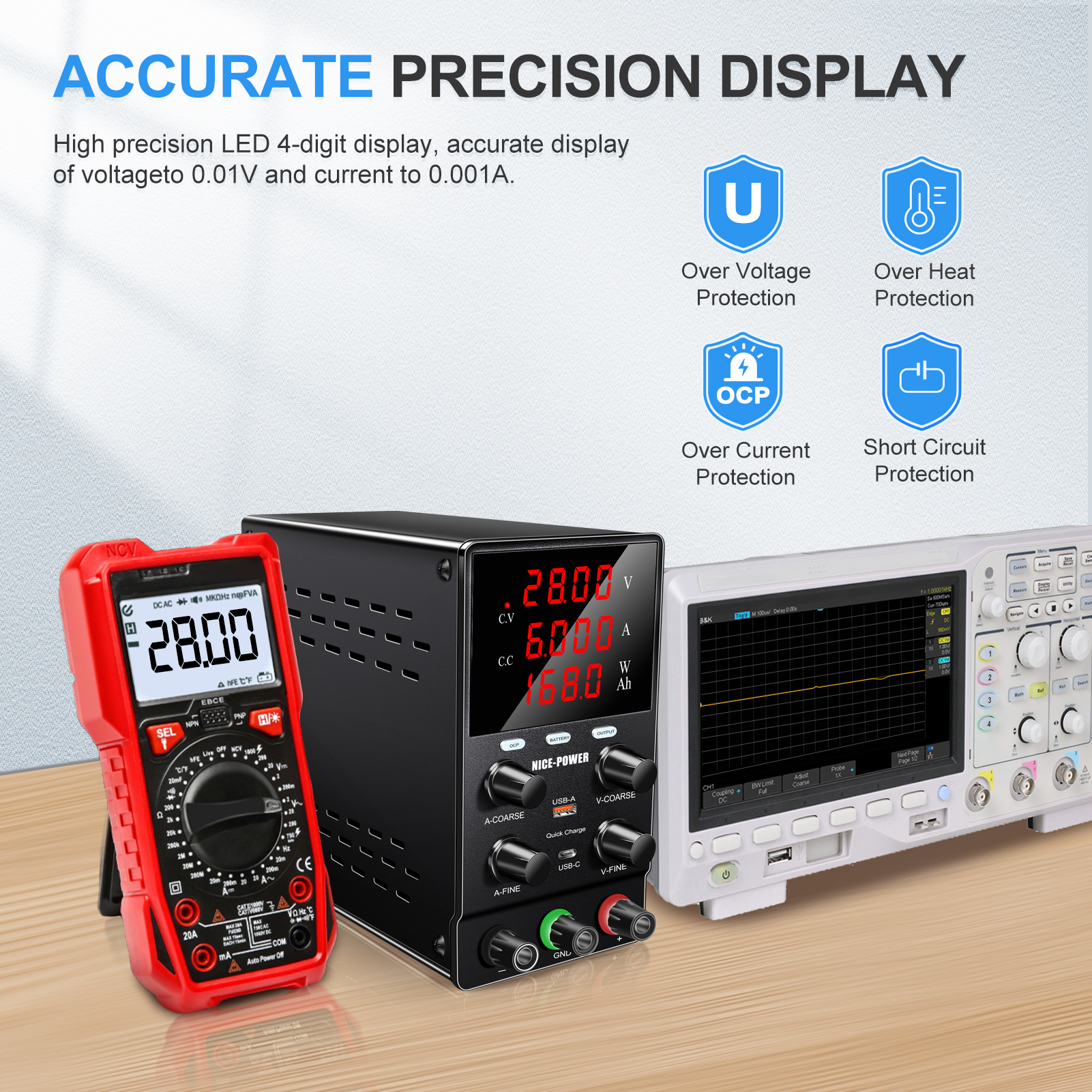 NICE-POWER Fast Charging Adjustable DC Power Supply With USB Type-C ...