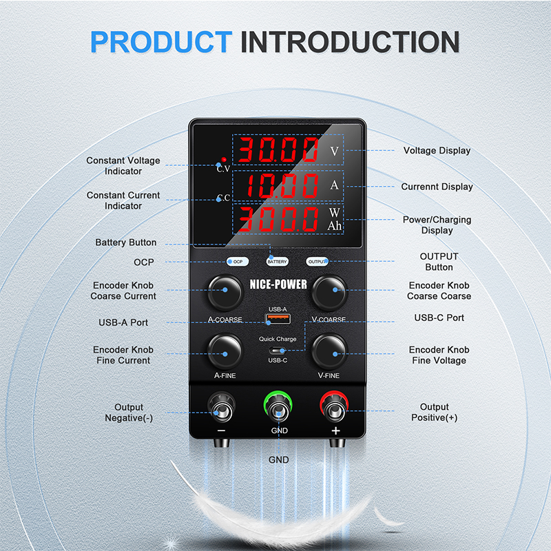 NICE-POWER Fast Charging Adjustable DC Power Supply With USB Type-C ...
