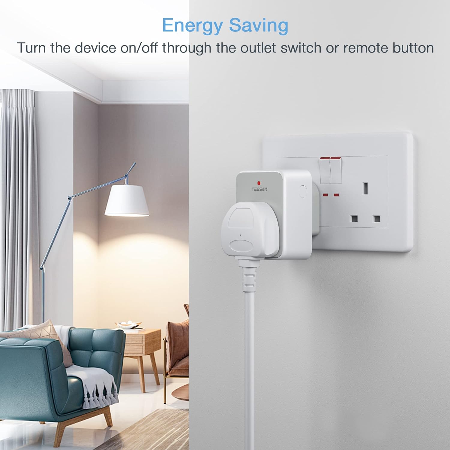 TESSAN Remote Control Extension Plug,Smart Socket with 30m Operating ...