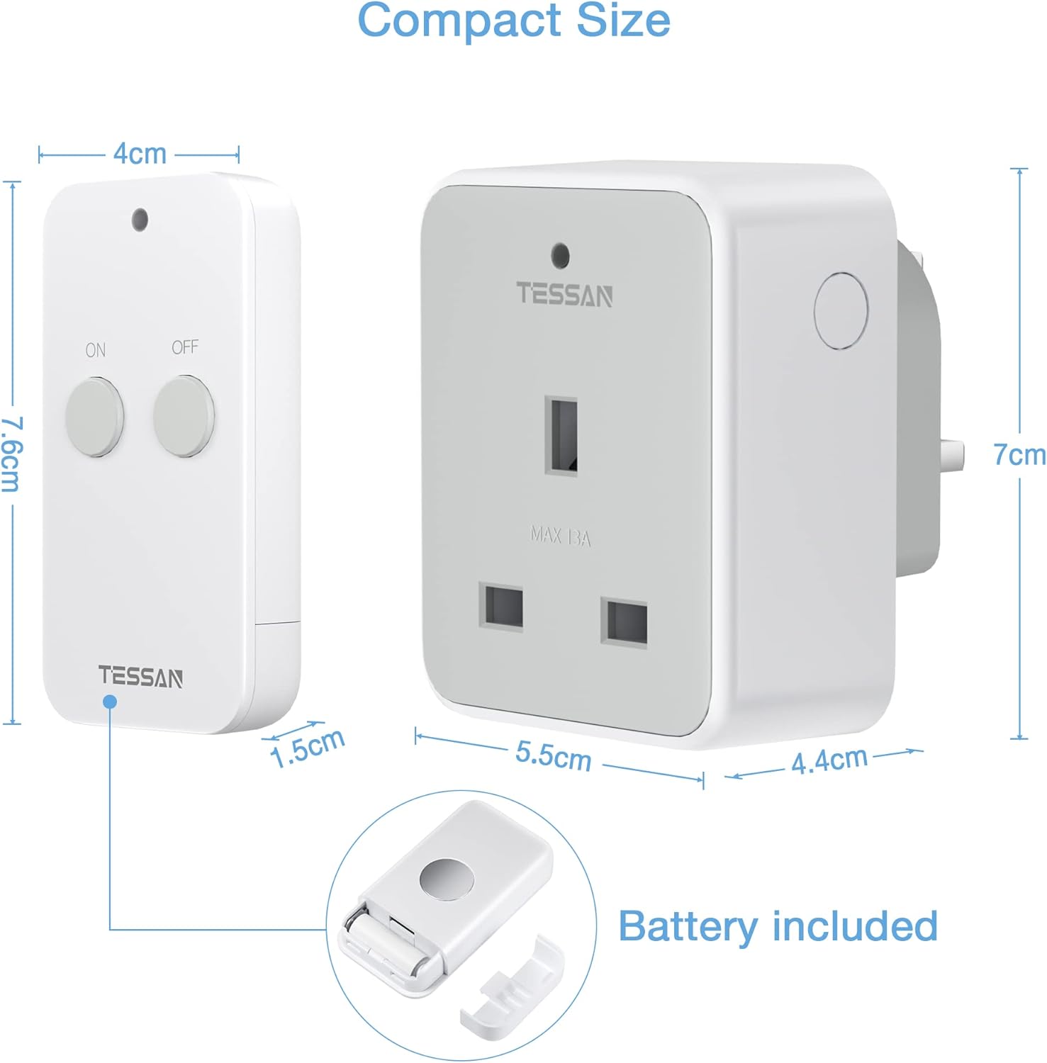 TESSAN Remote Control Extension Plug,Smart Socket with 30m Operating ...