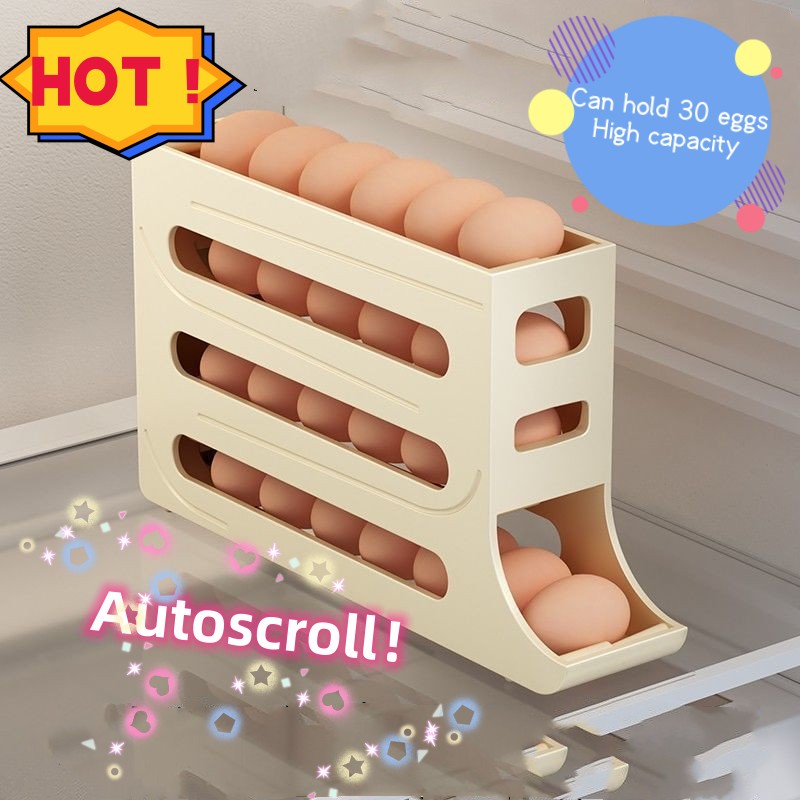 【Ready Stock】4-Tier EGG TRAY Egg Storage Container Automatic Egg Roller ...