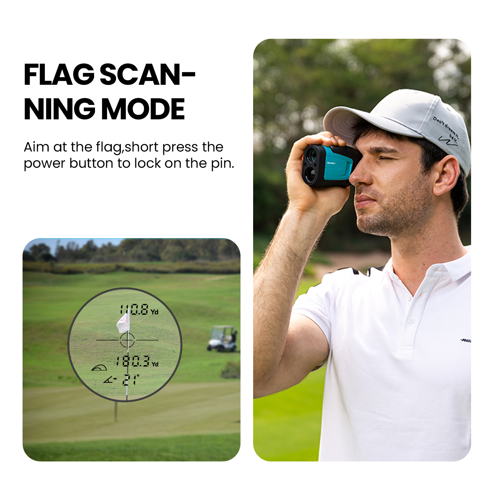 Mileseey PF210 Golf Rangefinder Laser 600M/Yards, Built-in Battery Mini Distance Meter Case ...