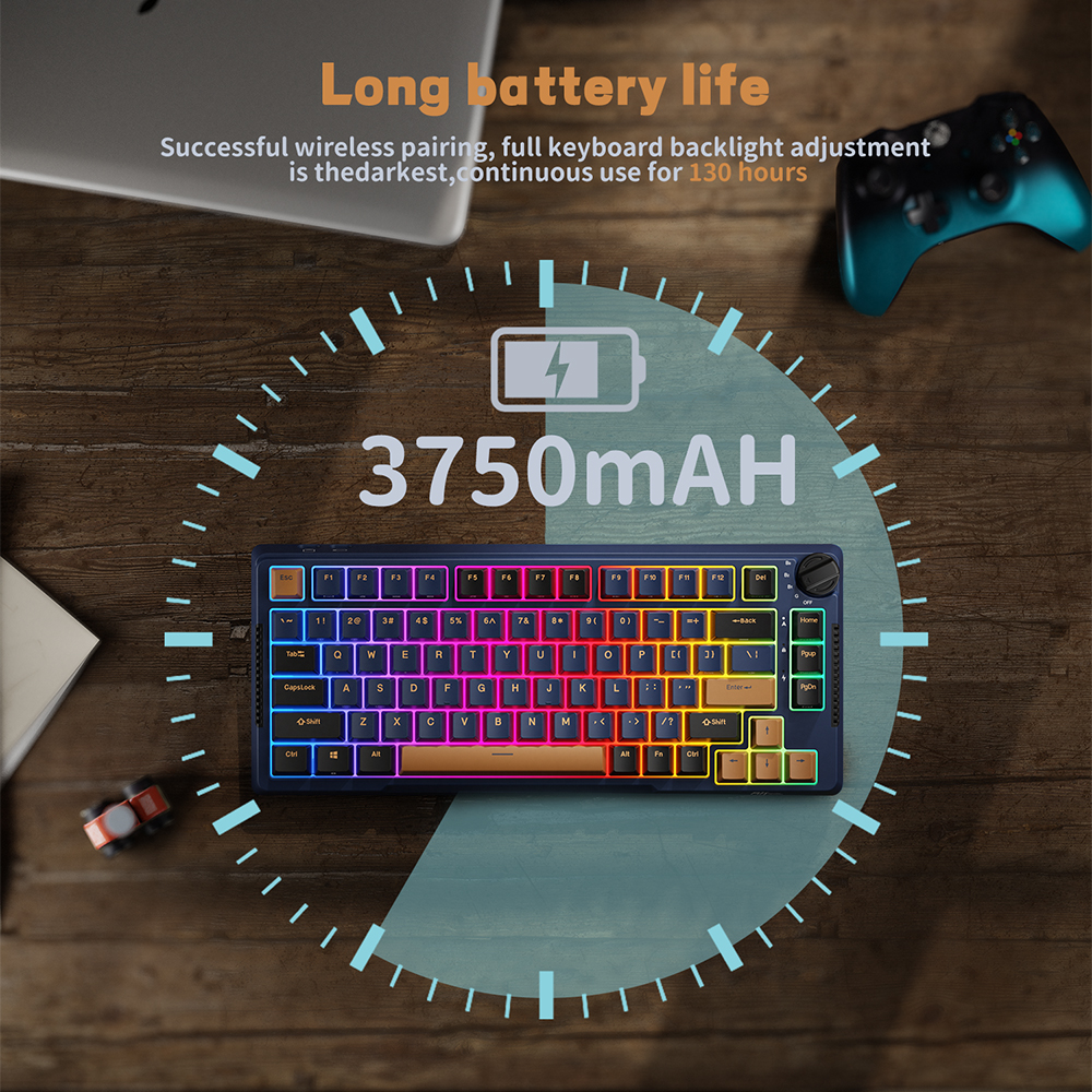 KZZI Kezhi K68 Pro Blue Sea 67 Key Gasket Structure Three-Mode Bluetooth Wireless With Knob RGB ...