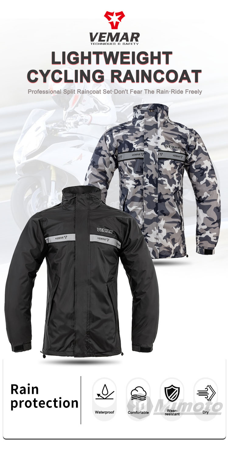 Vemar Motorcycle Raincoat Split Set Tops Pants Waterproof Men's Riding ...