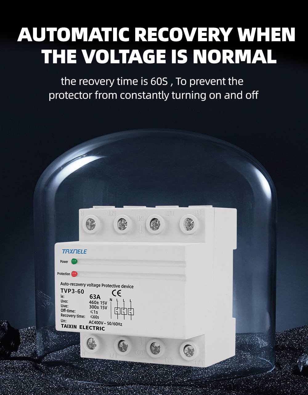 Three Phase Over Under Voltage Protector 3 Phase Automatic Recovery ...