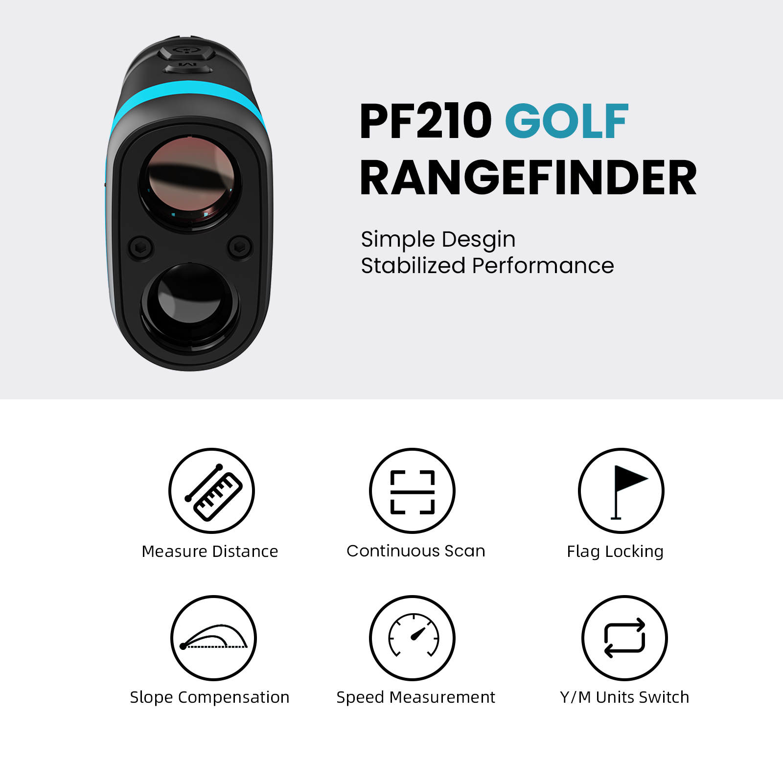 Mileseey PF210 Golf Rangefinder Laser 600M/Yards, Built-in Battery Mini Distance Meter Case ...