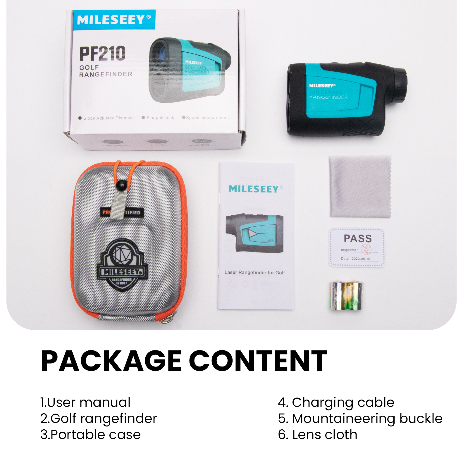 Mileseey PF210 Golf Rangefinder Laser 600M/Yards, Built-in Battery Mini Distance Meter Case ...