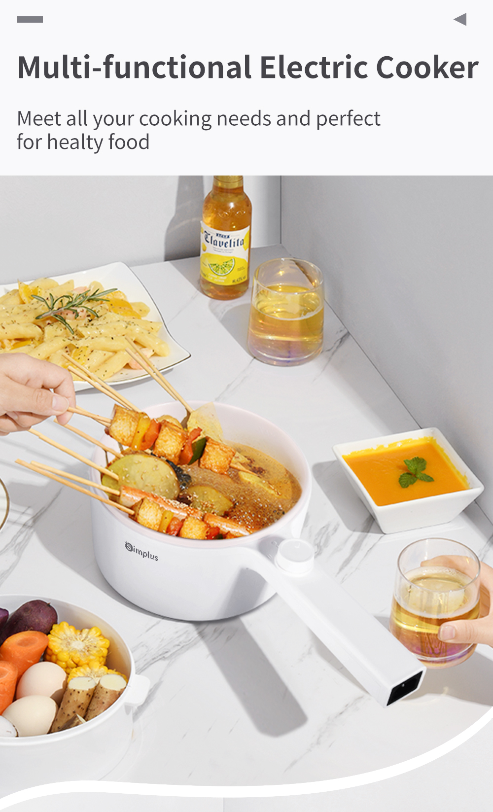 Simplus Dual-Speed Control Multi-Functional Electric Non-Stick Cooker ...