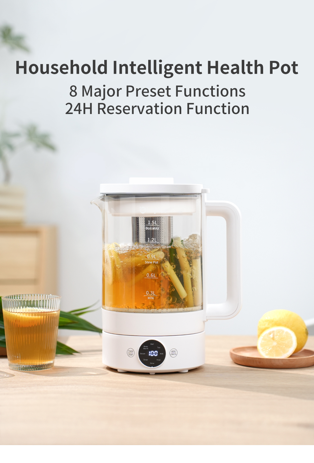 Simplus Health Pot | 1.5L 850W | 24H Reservation | Automatic Power Off | Double Filtration ...