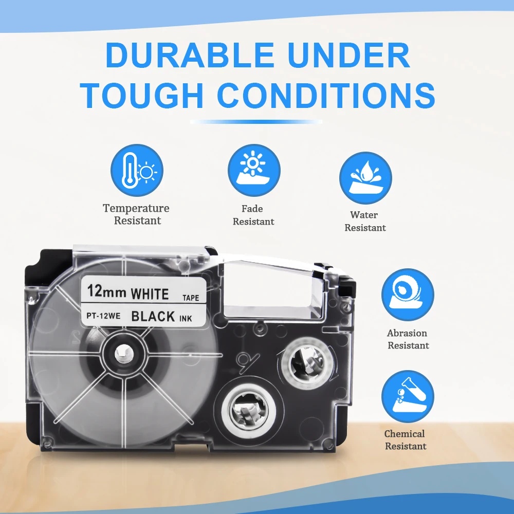 Casio Compatible Ez Label It Tape XR-12WE XR-9WE XR-18WE XR-24WE ...