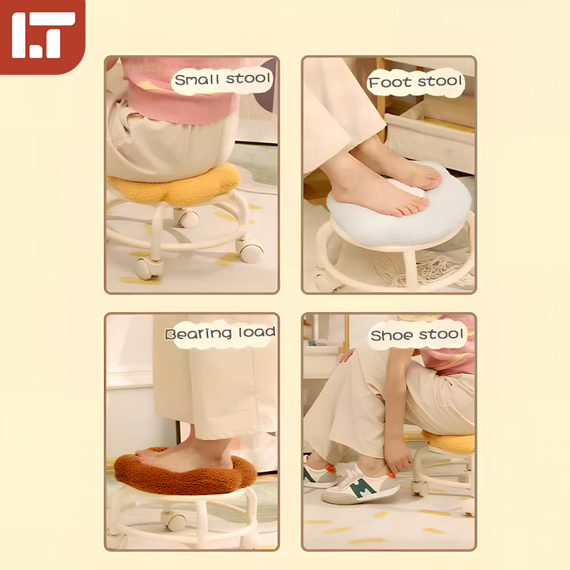 Small Chair Round Stool With Sofa Cushion Round Chair With Wheel INS ...