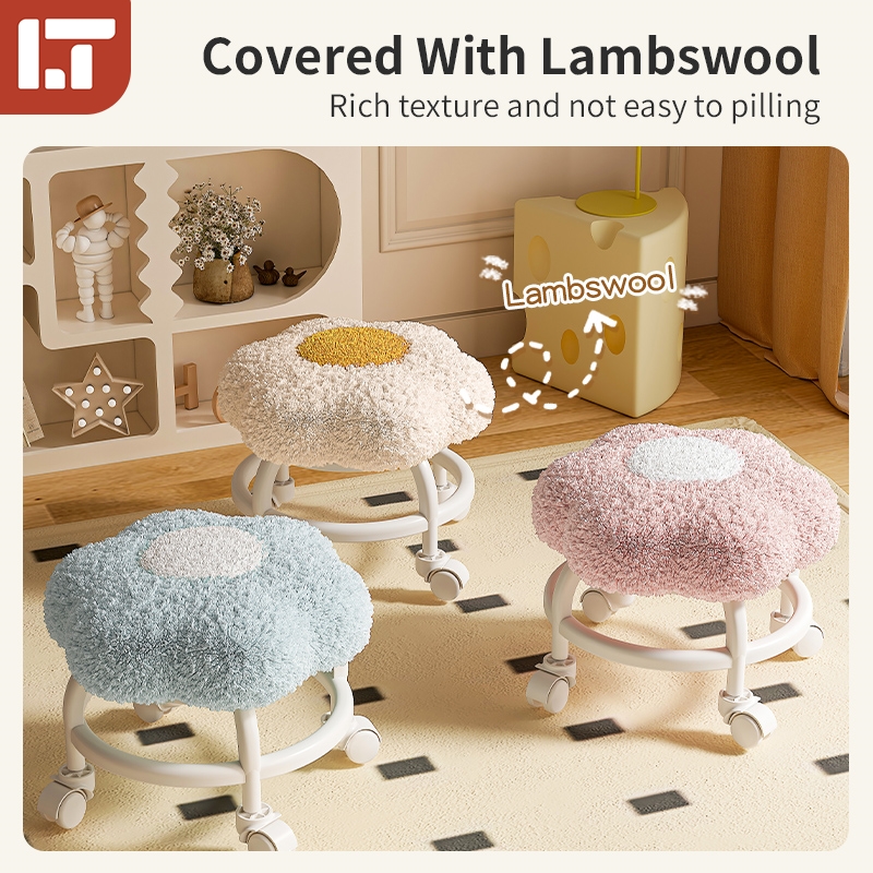 Small Chair Round Stool With Sofa Cushion Round Chair With Wheel INS ...