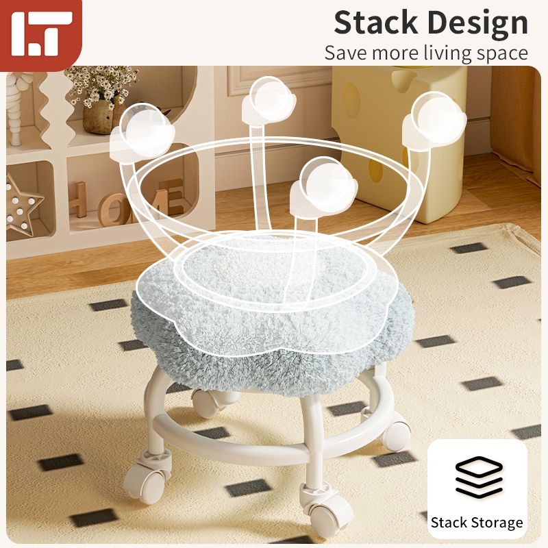 Small Chair Round Stool With Sofa Cushion Round Chair With Wheel INS ...