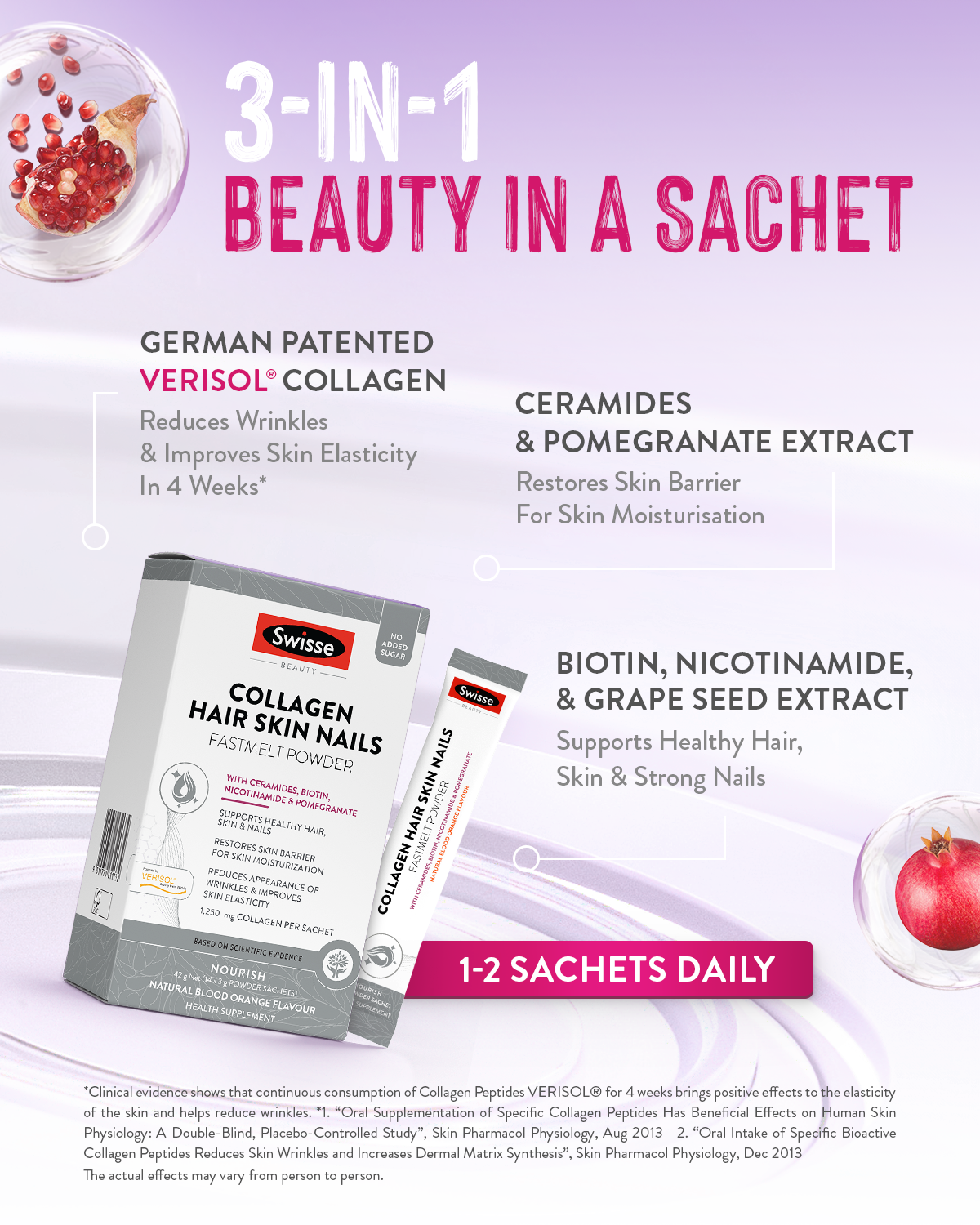 Swisse Beauty Collagen Hair Skin Nails Fastmelt Powder (42g X 14 ...