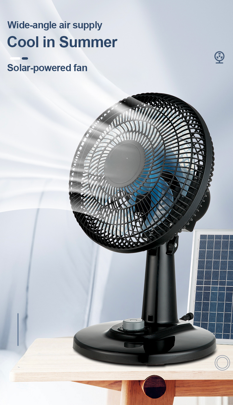Solar Fan Adjustable Solar DC Fan 12" 14" Strong Wind Quiet Oscillating ...