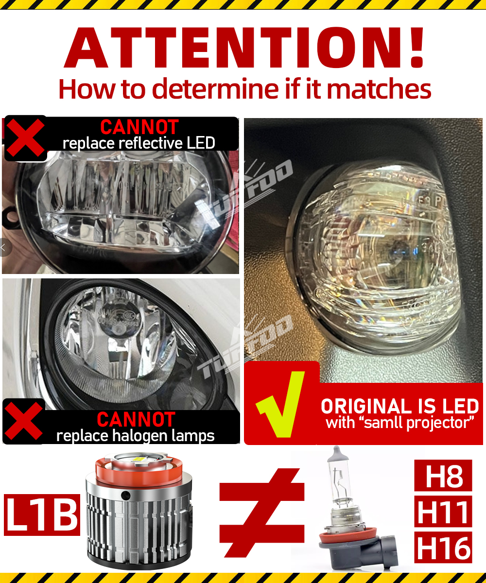 TUFFOO L1B LED Fog Light Bulb For TOYOTA Hilux Year 2020/2021/2022/2023/Vego/Revo Replace ...